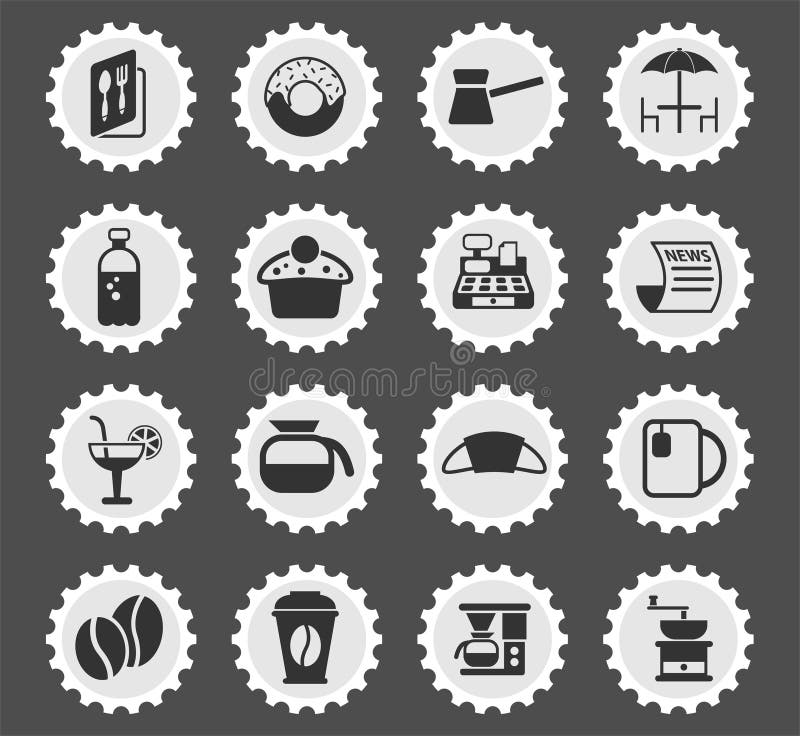 Cafe icon set stock vector. Illustration of coffee, cake - 128502273