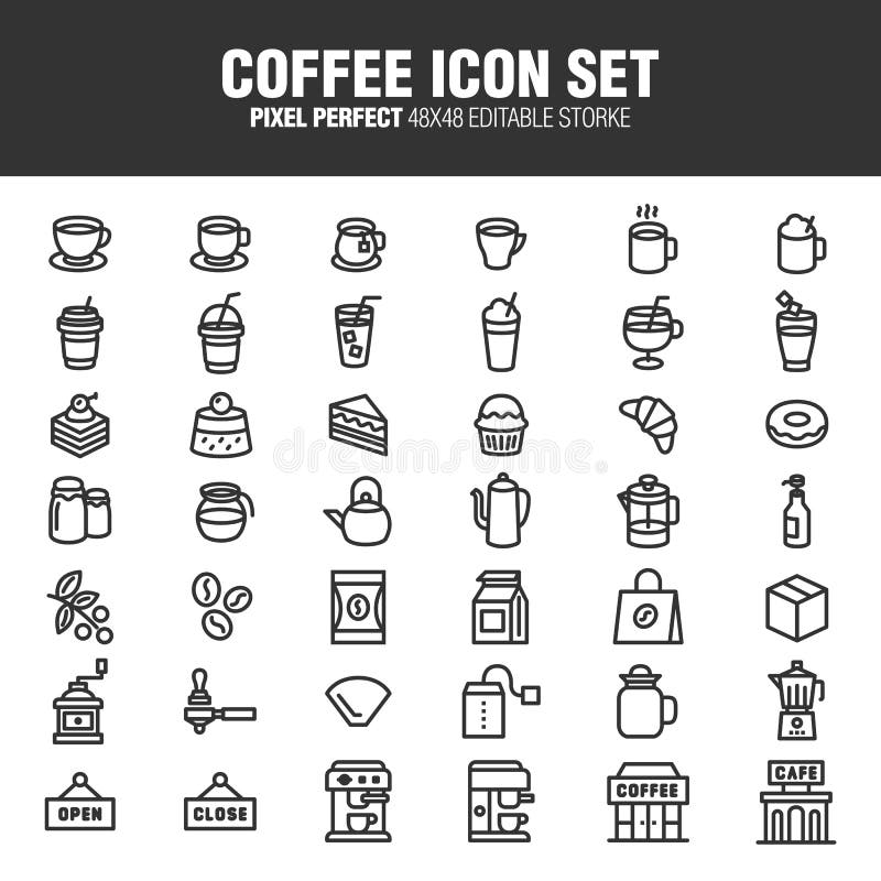 Cafe icon set stock vector. Illustration of leaf, coffee - 131711592