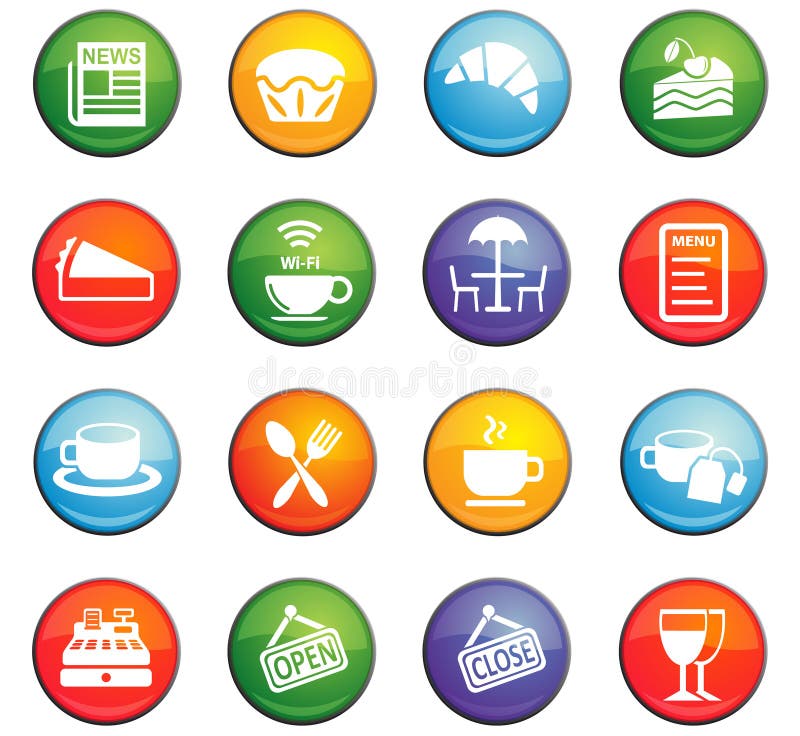 Cafe icon set stock illustration. Illustration of element - 89188514