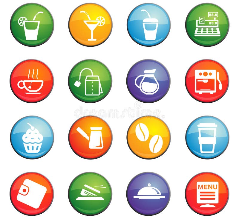 Cafe icon set stock illustration. Illustration of element - 89188524