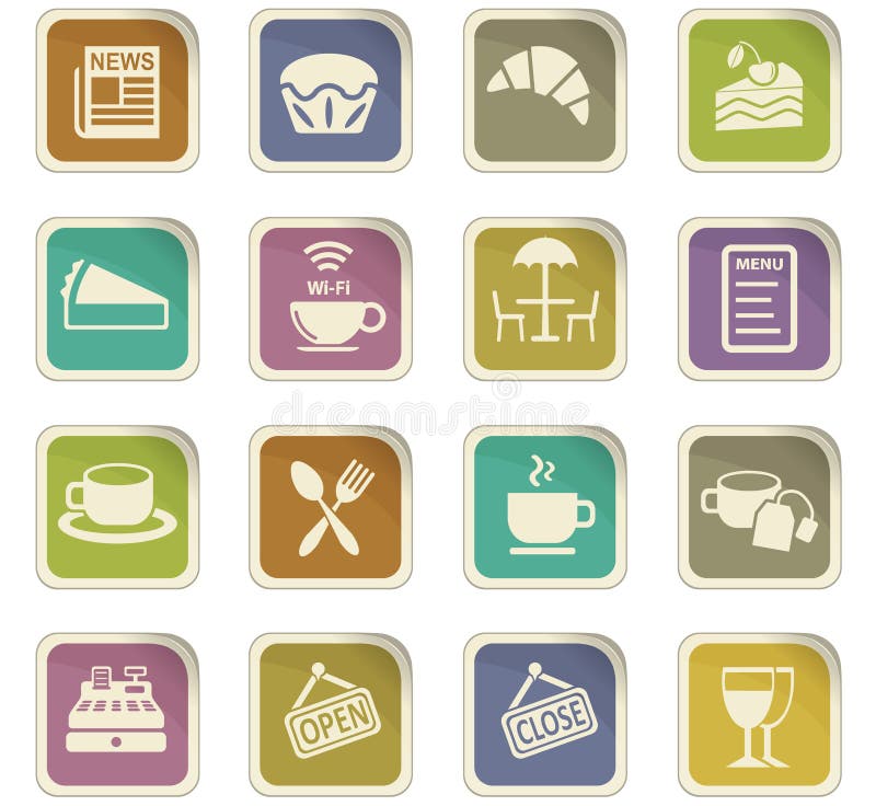 Cafe icon set stock illustration. Illustration of spoon - 89217901