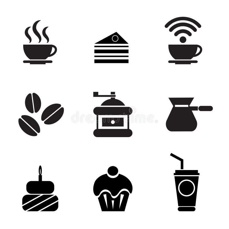 Cafe Icon Set. Vector Illustration. Stock Vector - Illustration of ...