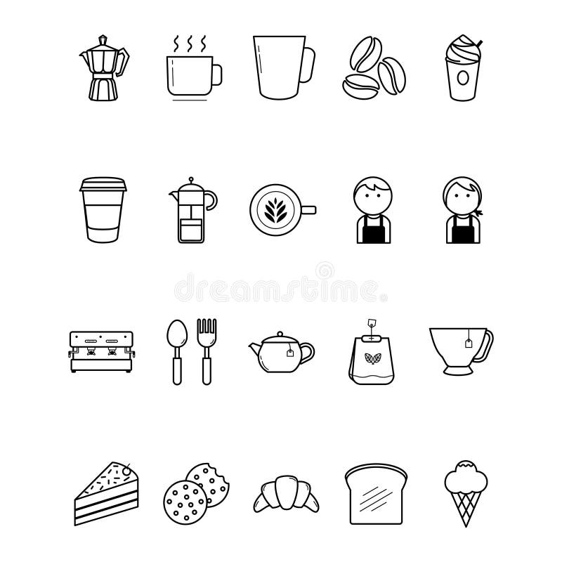 Cafe icon set stock vector. Illustration of baristo, drinks - 98575801