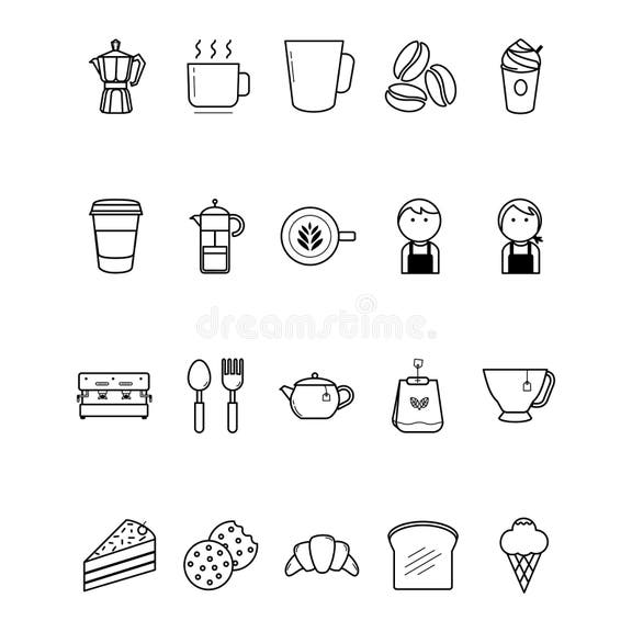Cafe icon set stock vector. Illustration of baristo, drinks - 98575801