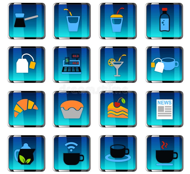 Cafe icon set stock illustration. Illustration of flat - 88135928