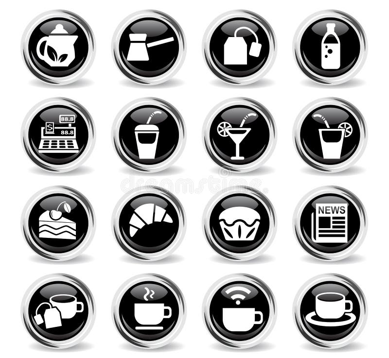 Cafe icon set stock illustration. Illustration of juice - 88554978