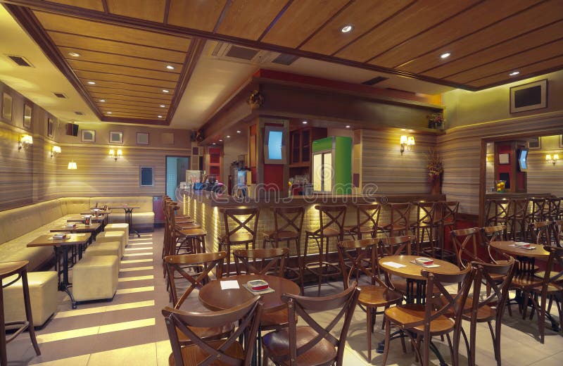 Cafe Interior stock photo. Image of chairs, lamp, bistro - 19054180