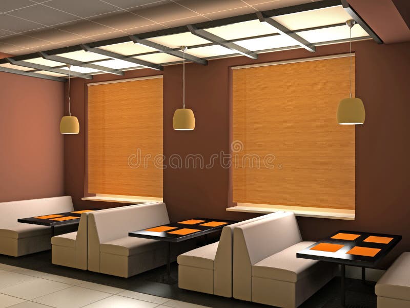 Cafe interior 3D stock illustration. Illustration of table - 16955880