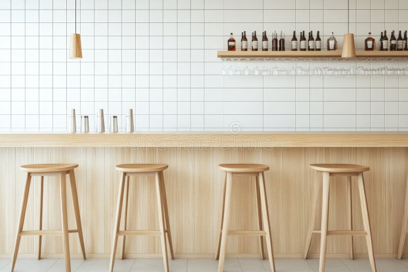 A Cafe Interior with a Bar Island and a Kitchen Cabinet, a Cooking Area ...