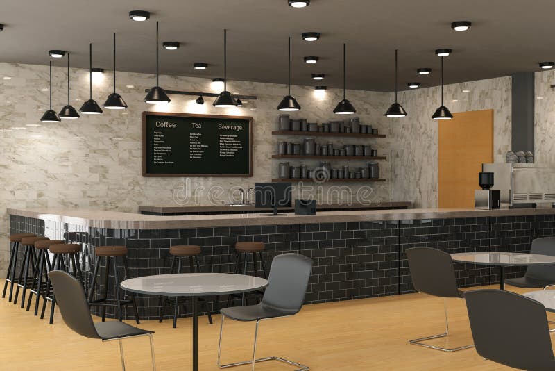 Cafe Interior or Coffee Shop Inside with Counter Bar Stock Illustration ...
