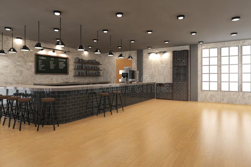 Cafe Interior or Coffee Shop Inside with Counter Bar Stock Illustration ...