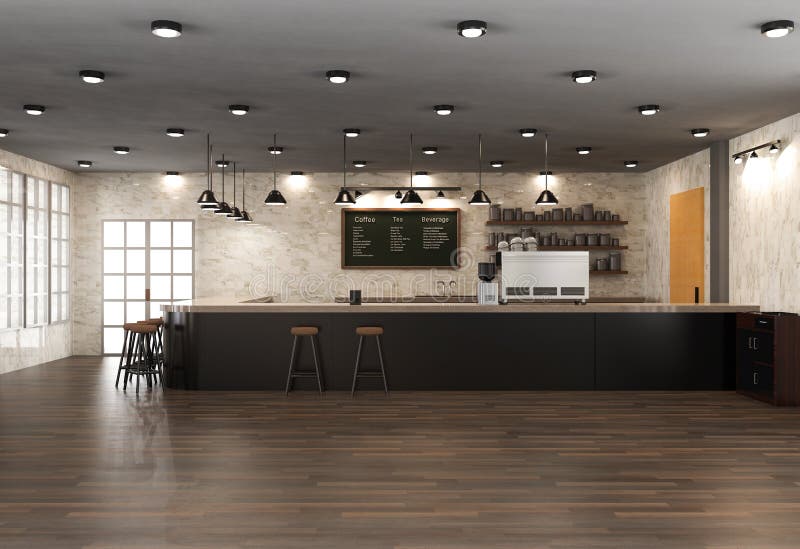 Cafe Interior or Coffee Shop Inside with Counter Bar Stock Illustration ...
