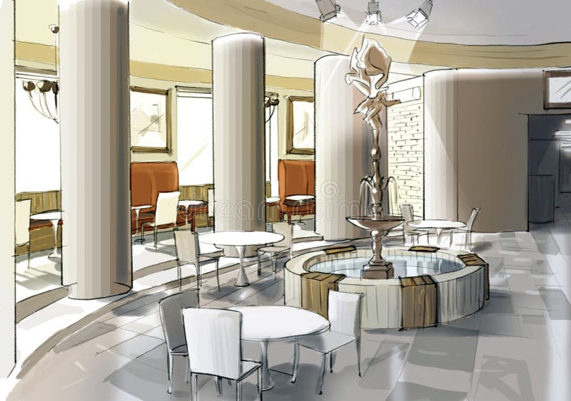 Cafe Fountain Stock Illustrations – 701 Cafe Fountain Stock ...