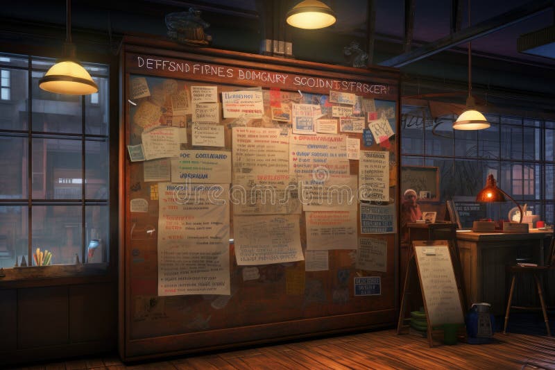 Cafe Interior with Menu Board in the Night. 3d Render, Discover an ...