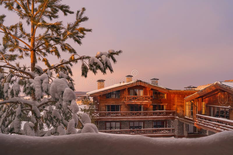 Cafe Interior with Panoramic Windows Overlooking the Slope, Ski Resort ...