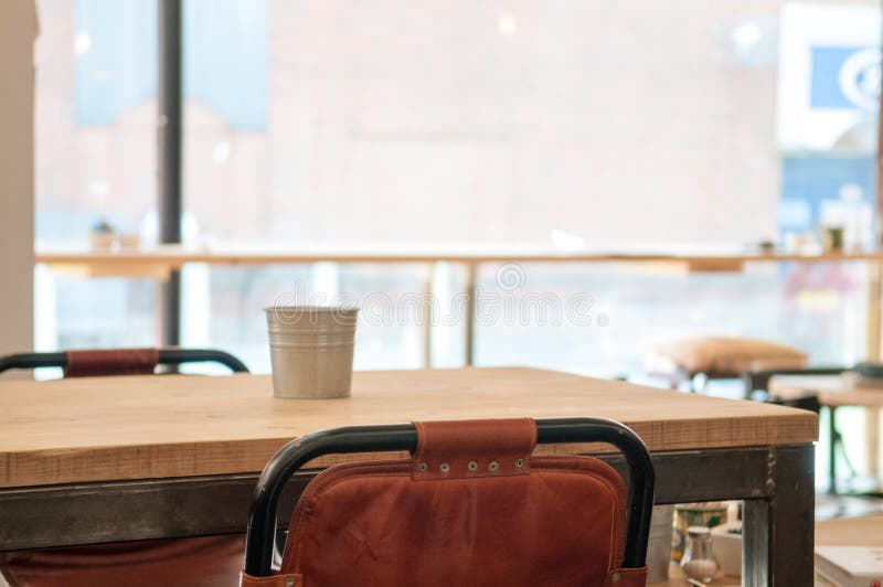 Cafe Interior in a Stylish Rustic Theme Stock Image - Image of empty ...