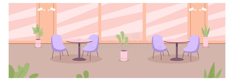 Cafe Interior with Tables and Chairs. Empty Cartoon Scene Background ...