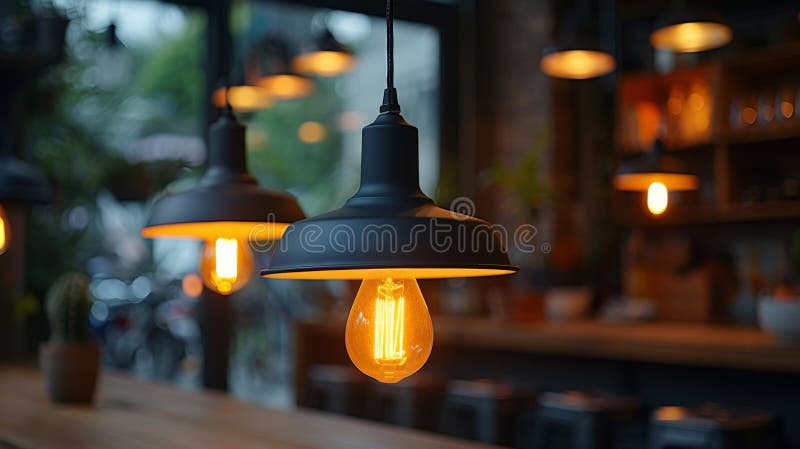 Warm Lights in a Cozy Cafe.City Lights Symphony Stock Illustration ...