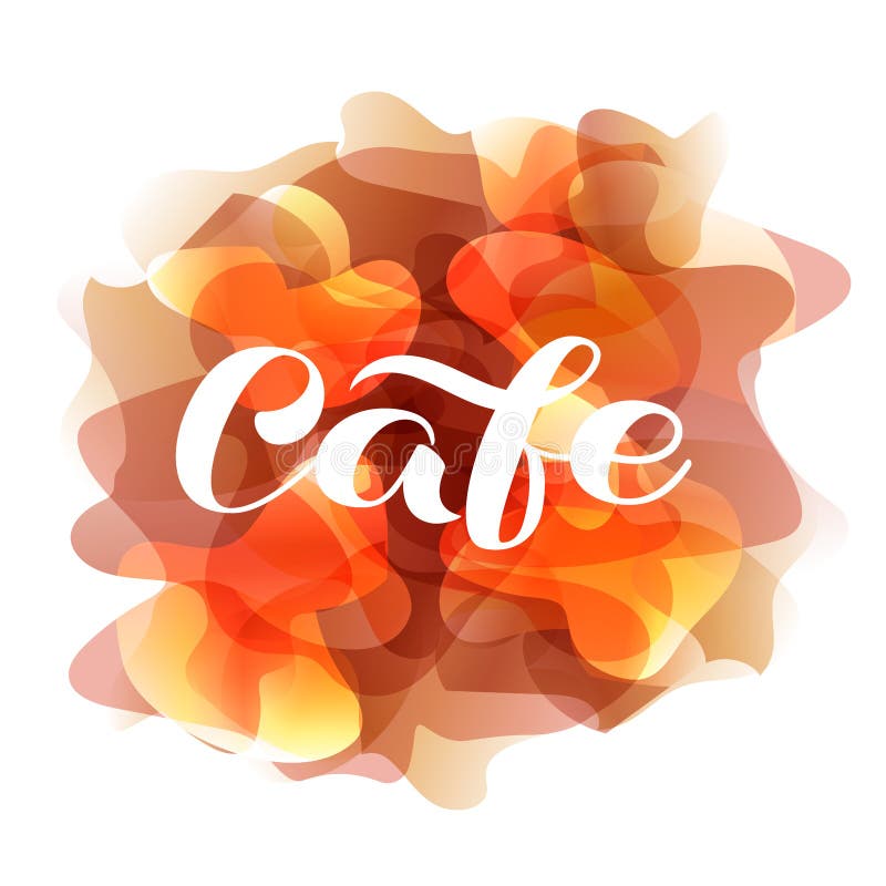 Cafe Lettering. Table with Coffee Stock Vector - Illustration of vector ...