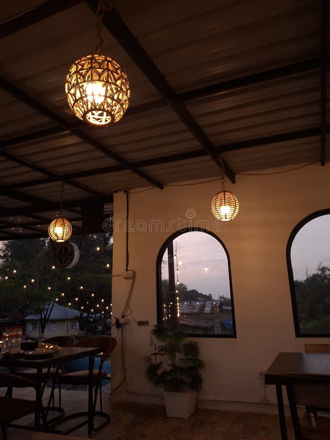 Cafe Lighting Glow in the Dark Stock Image - Image of lighting, glow ...