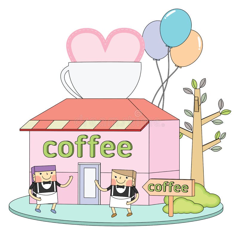 Cafe line character stock vector. Illustration of cartoon - 46371066