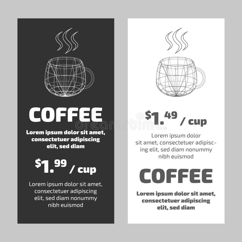 Cafe Marketing Black and White Banners Set Stock Vector - Illustration ...