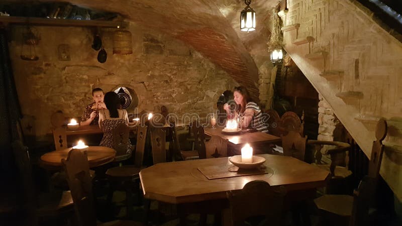 Cafe in the medieval style editorial photo. Image of dark - 206338721