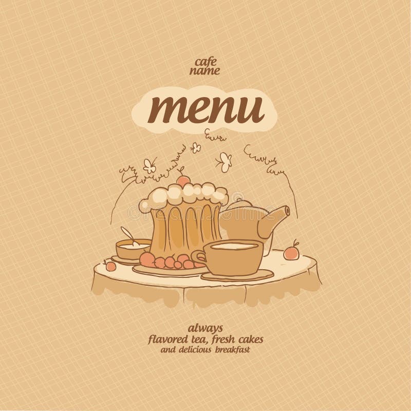 Cafe Menu Card Cover Design Stock Vector - Illustration of plate ...