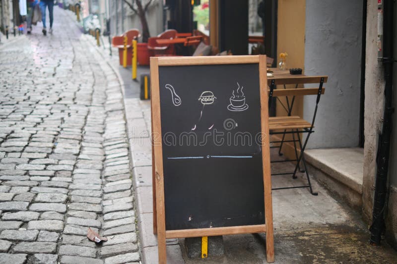 Cafe Menu on Black Board Outdoor Stock Image - Image of black, cafe ...