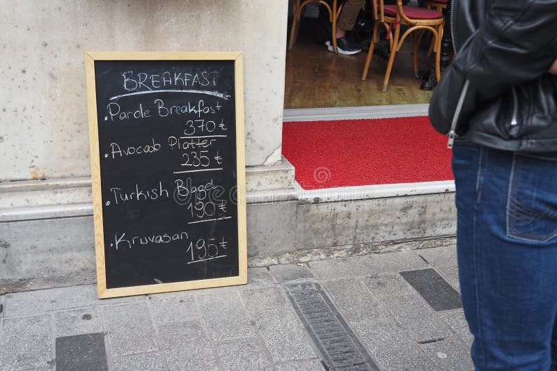 Cafe Menu on Black Board Outdoor Stock Image - Image of board, text ...