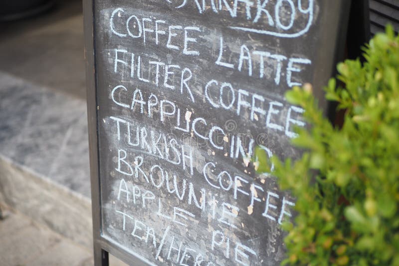 Cafe Menu on Black Board Outdoor Stock Photo - Image of coffee, menu ...