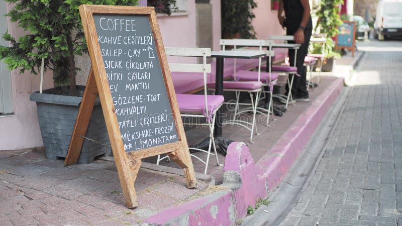 Turkey Istanbul 19 June 2023. Cafe Menu on Black Board Outdoor Stock ...