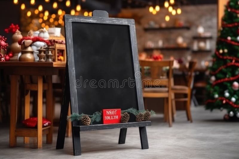Cafe Menu , Blackboard Sign Mockup in Front of a Restaurant. Generative ...