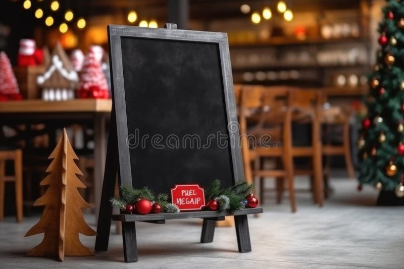 Cafe Menu , Blackboard Sign Mockup in Front of a Restaurant. Generative ...