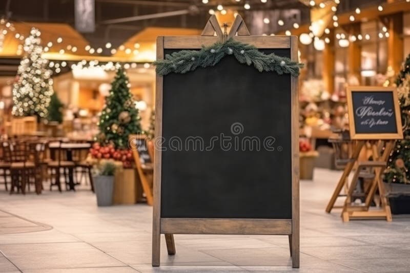 Cafe Menu , Blackboard Sign Mockup in Front of a Restaurant. Generative ...