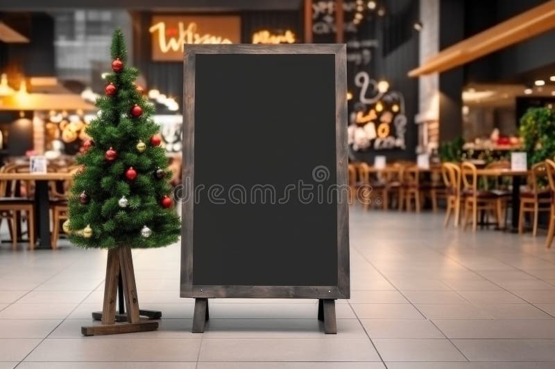 Cafe Menu , Blackboard Sign Mockup in Front of a Restaurant. Generative ...
