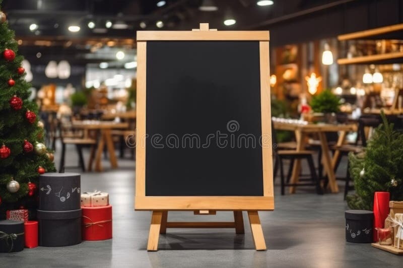 Cafe Menu , Blackboard Sign Mockup in Front of a Restaurant. Generative ...