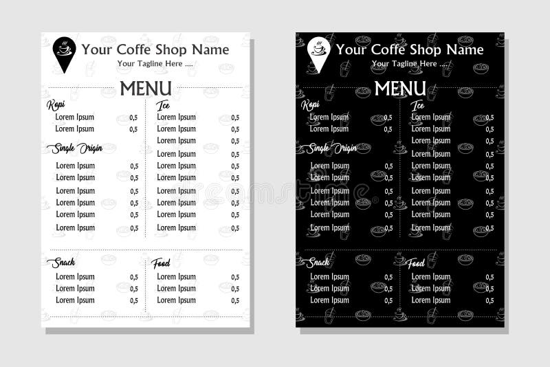 Cafe Menu Book Design Layout with 2 Different Color, Vector ...