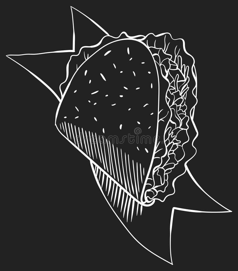 Cafe Menu with Food and Drinks on Chalkboard. Blackboard Sketch of Wrap ...