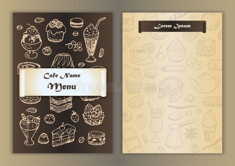 Cafe Menu with Hand Drawn Doodle Elements Stock Vector - Illustration ...