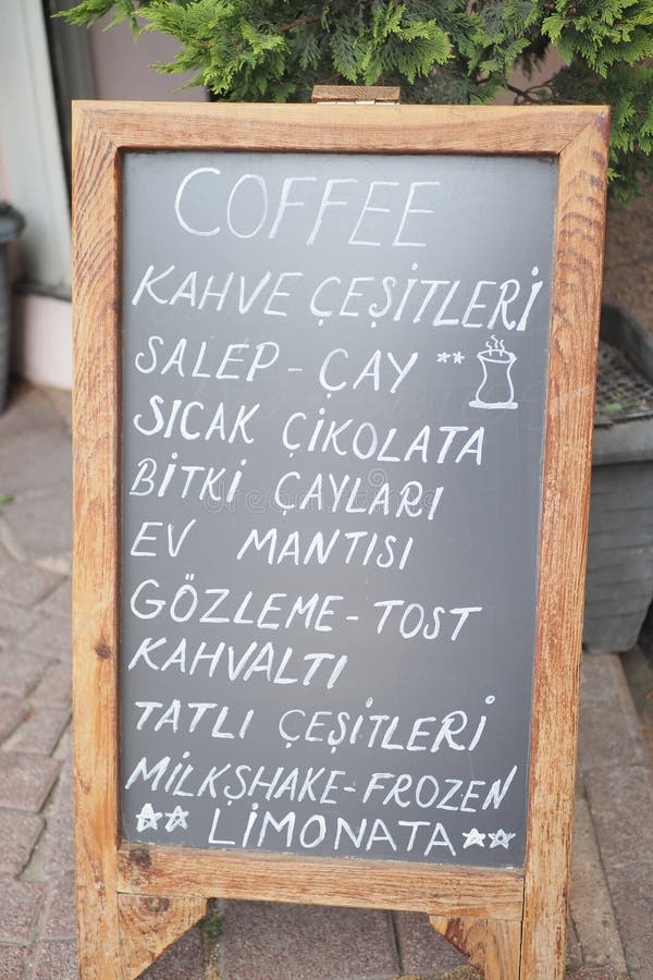 Cafe Menu Sign of Different Coffees Selection Stock Photo - Image of ...