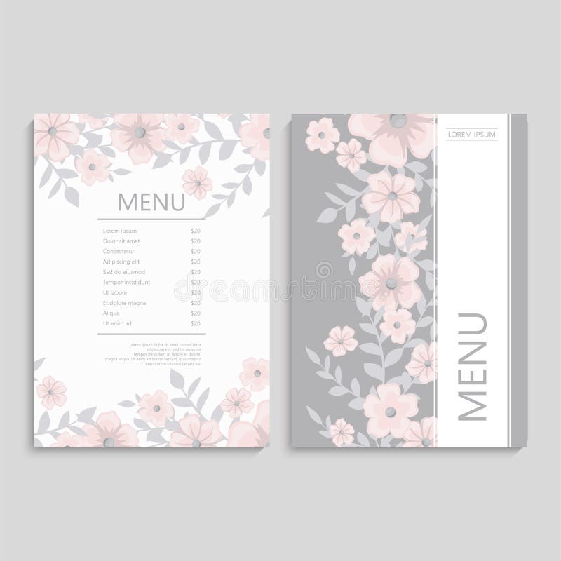 Cafe Menu, Template Design with Flowers. Vector Illustration Stock ...