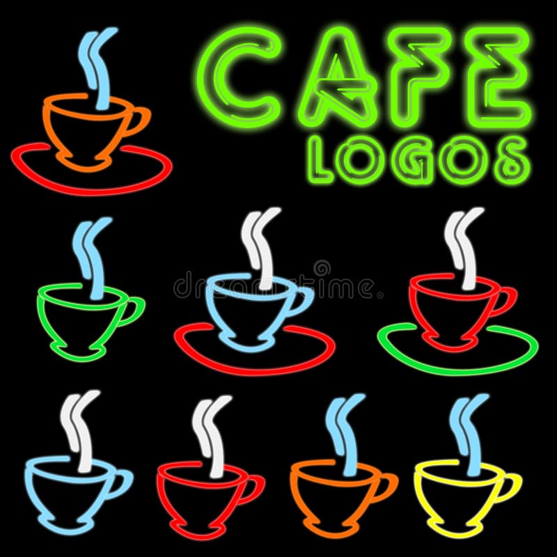 Cafe Neon Logos stock illustration. Illustration of decoration - 6000205