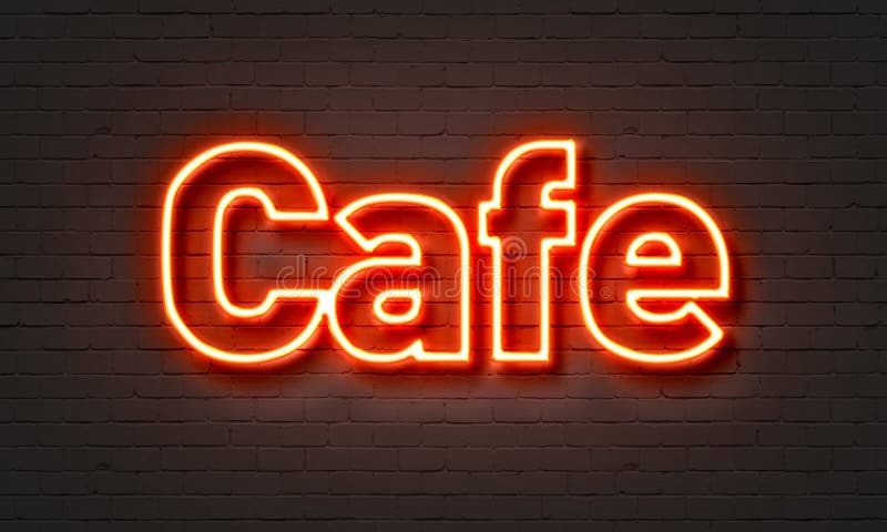Cafe neon sign stock illustration. Illustration of wall - 54576038
