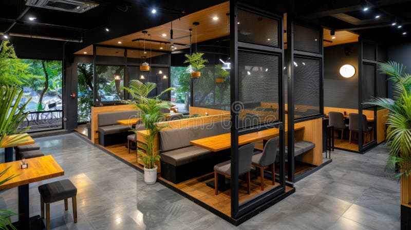Cafe Oasis: Top-View of Inviting Interior with Ample Seating, Tables ...