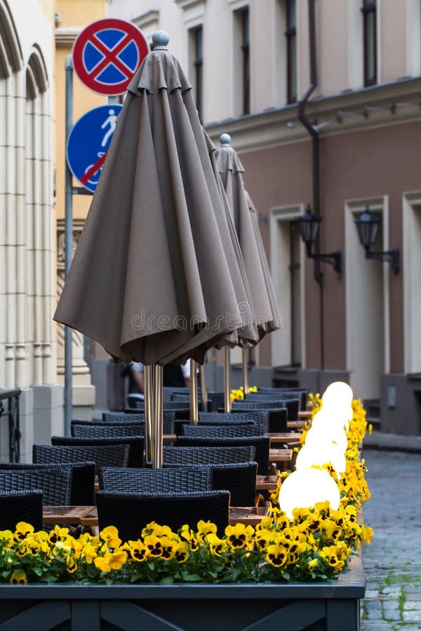 Cafe in Old Riga, Latvia stock photo. Image of gamp, cafe - 56392220