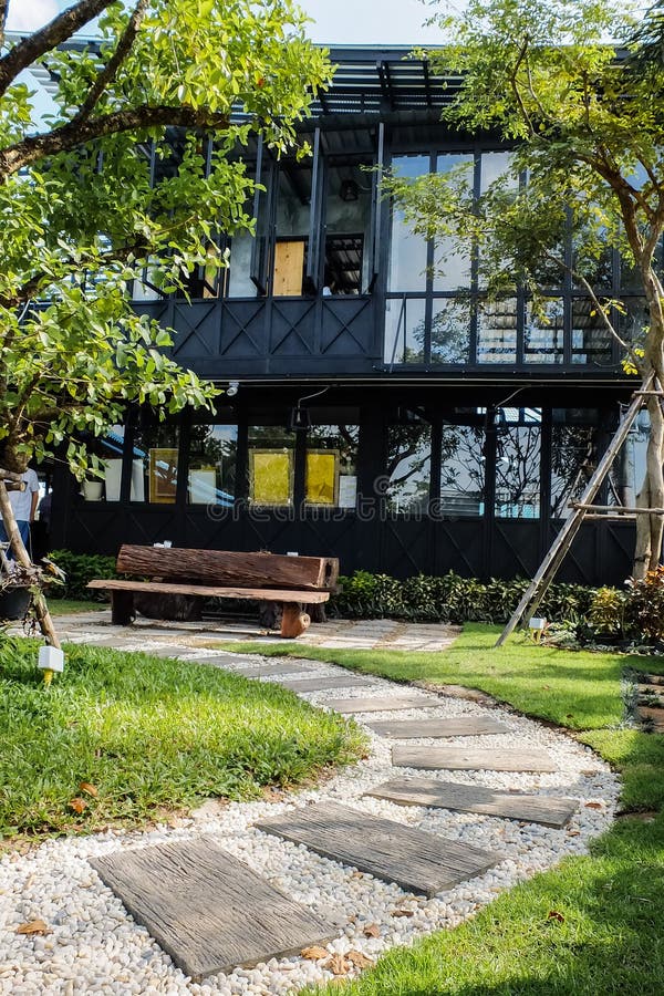 A Cafe Outdoor Area for Relax in Garden Stock Image - Image of design ...