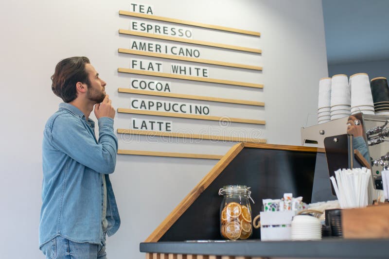 Cafe Owner Thinking Over New Idea for the Menu Stock Photo - Image of ...