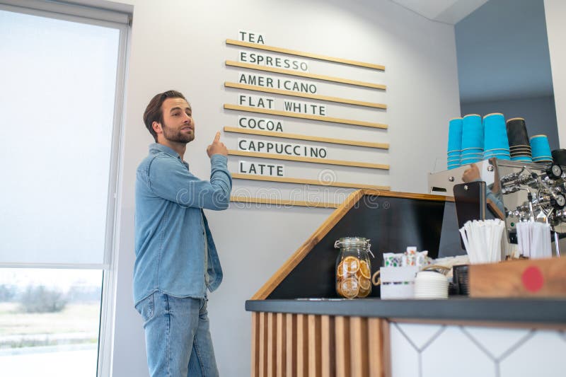 Cafe Owner Thinking Over New Idea for the Menu Stock Image - Image of ...