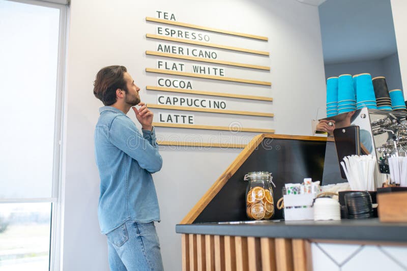 Cafe Owner Thinking Over New Idea for the Menu Stock Image - Image of ...